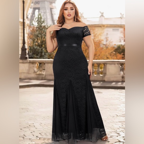 Miusol | Dresses | Miusol Formal Black Lace Offshoulder Mermaid Maxi ...